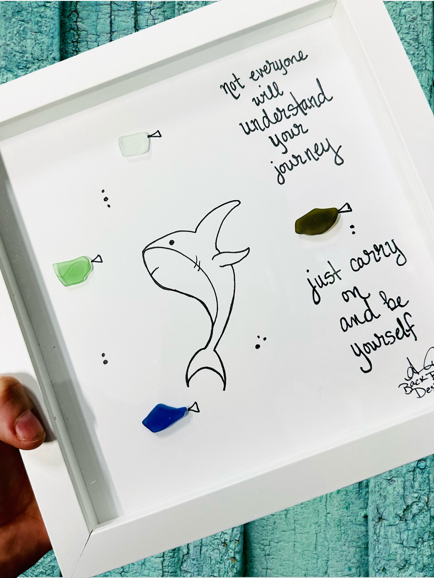 Shark Be Yourself - Sea Glass Art, Uplifting Encouragement Gift, Sea ...