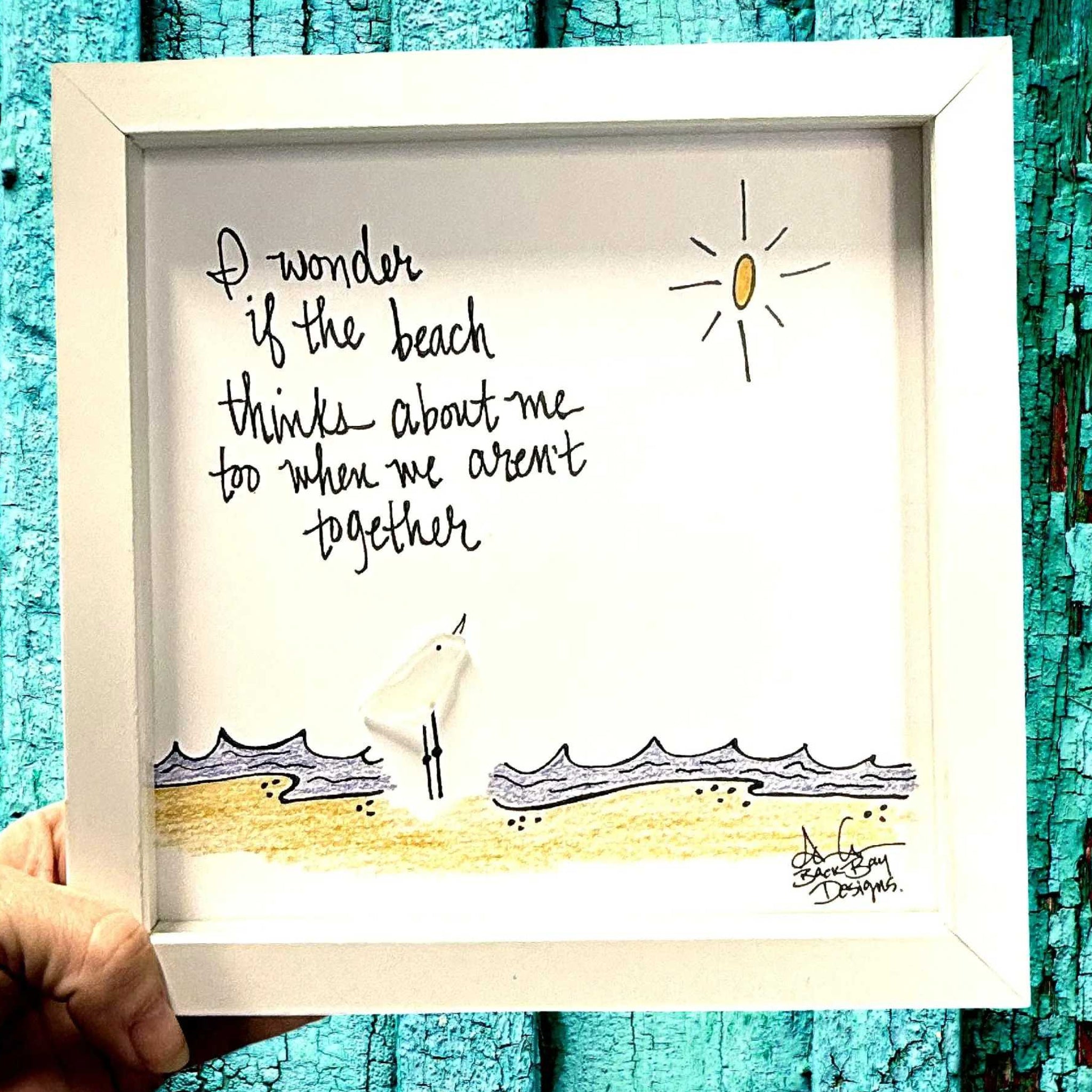 Wonder If The Beach Thinks About Me Too (with color) - Sea Glass Art ...